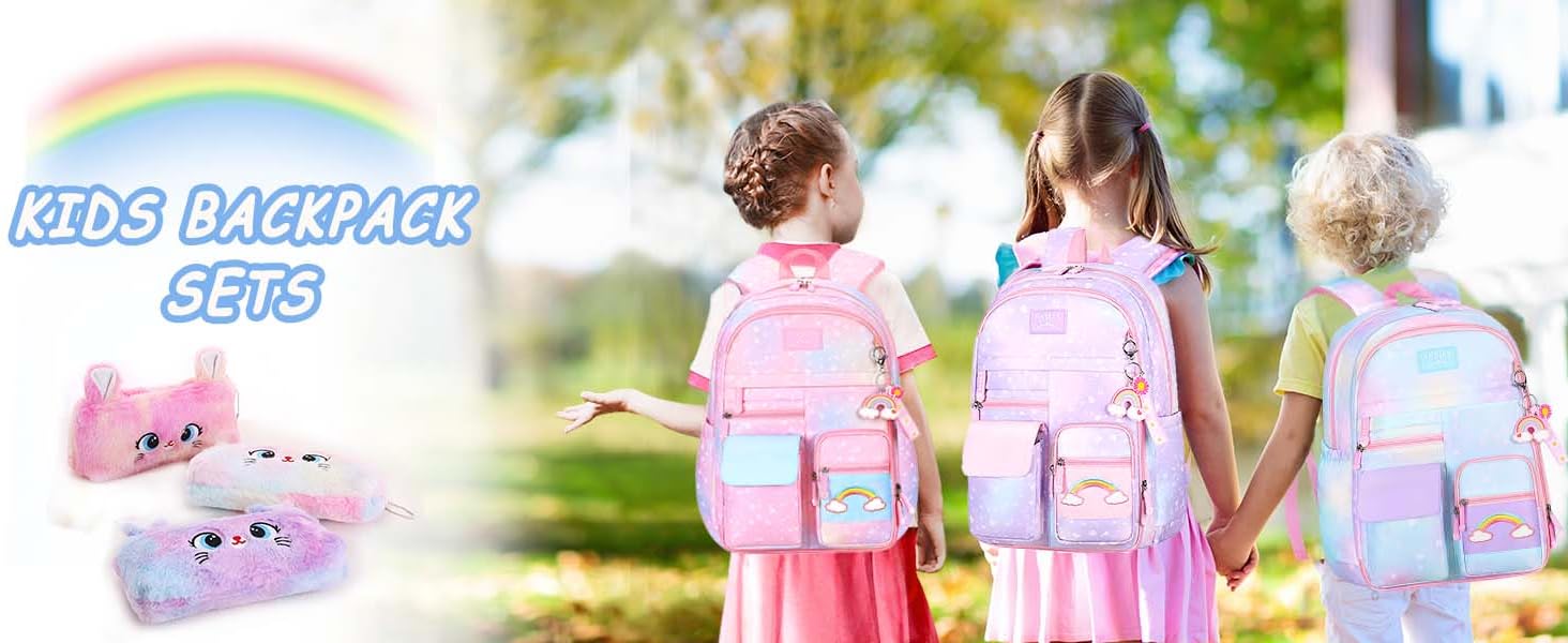 Amazon.com | kistou Girls Backpack, School Backpacks Rainbow Student ...