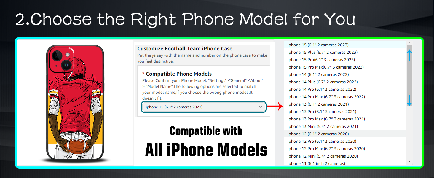 Amazon.com: VNGDA Custom Name & Number Football Case for iPhone17 Air 16 15 Pro Max 14 13 Mini ...