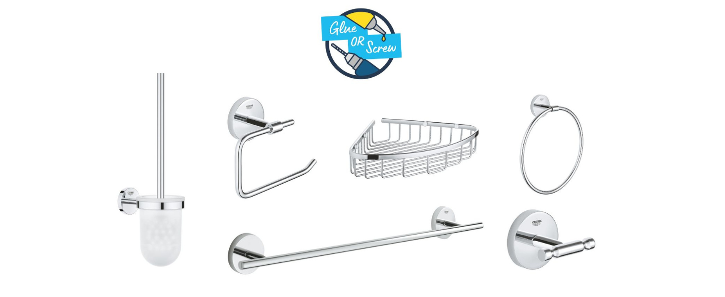 GROHE Start Cosmopolitan QuickFix Toilet Roll Holder without Cover (Metal, Concealed Fastening ...