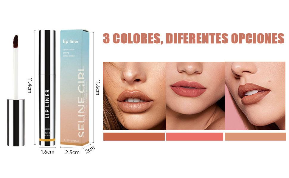 Delineador de Labios, 3 Uds Delineador de Labios Extraíble, Lip Liner Larga Duración, Delineador ...