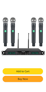 Amazon.com: Wireless Microphone System, Phenyx Pro 4-Channel UHF Wireless Mic, Fixed Frequency ...