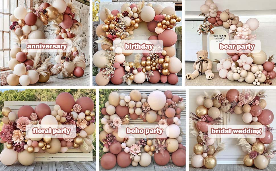 Amazon.com: Dusty Rose Balloon Garland Double Stuffed Mauve Pink Cream White Sand Balloon Arch ...