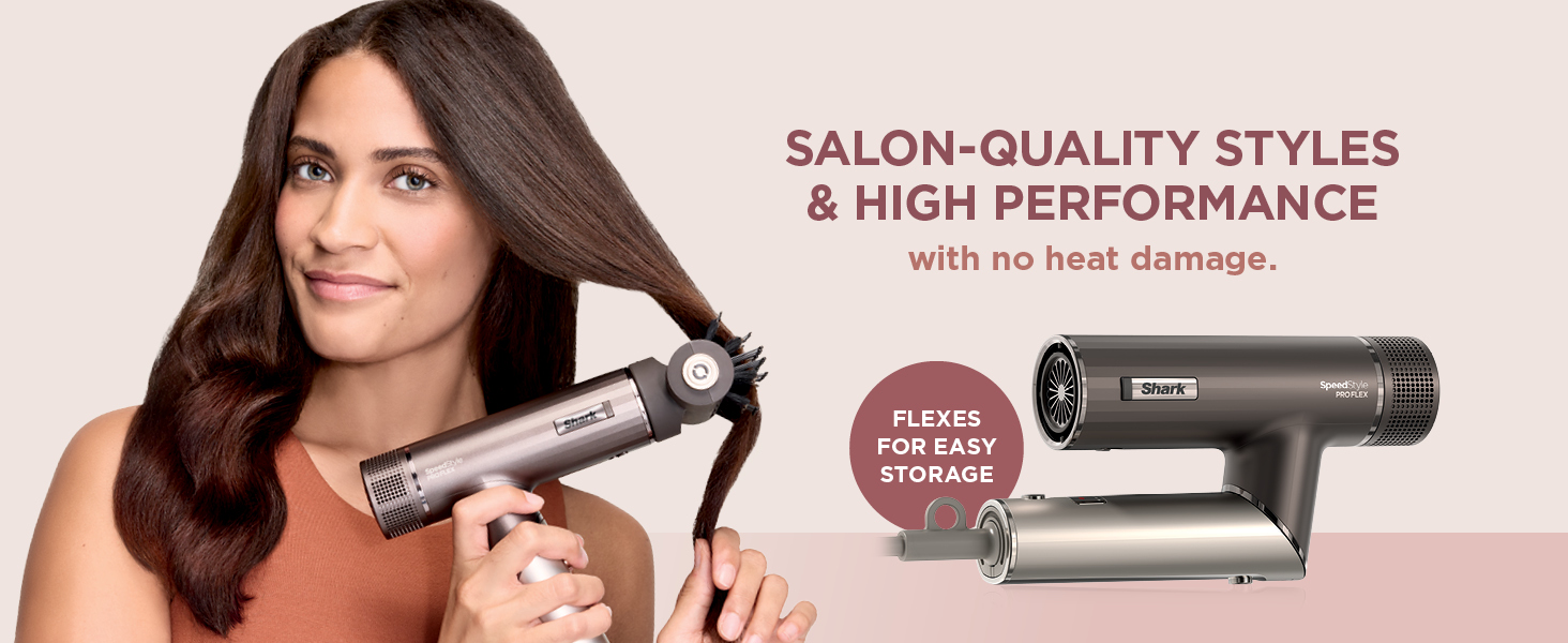Shark SpeedStyle Pro FLEX Hair Dryer, High Performance High-Velocity Hair-Dryer w/ 4 Styling ...