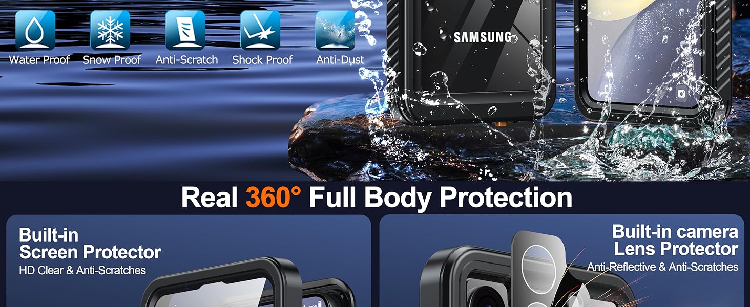 Amazon.com: ANTSHARE for Samsung Galaxy S25 Case Waterproof, [IP68 Underwater] Built-in Screen ...