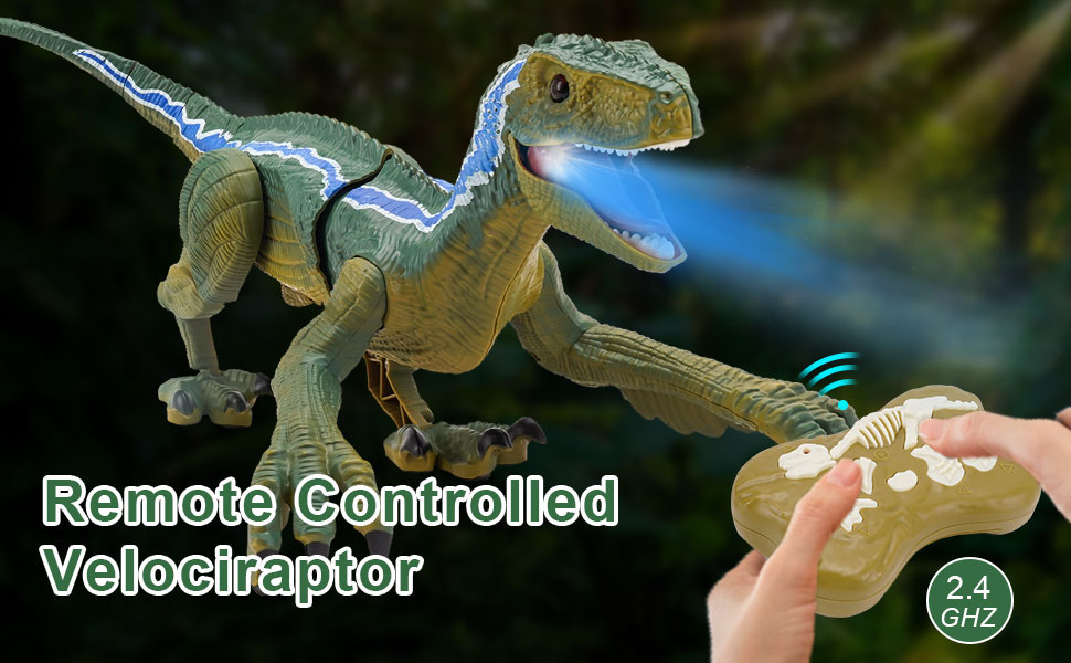 Amazon.com: Hiitytin Remote Control Dinosaur Toys for Kids, Raptor Toy Velociraptor Dinosaur Toy ...