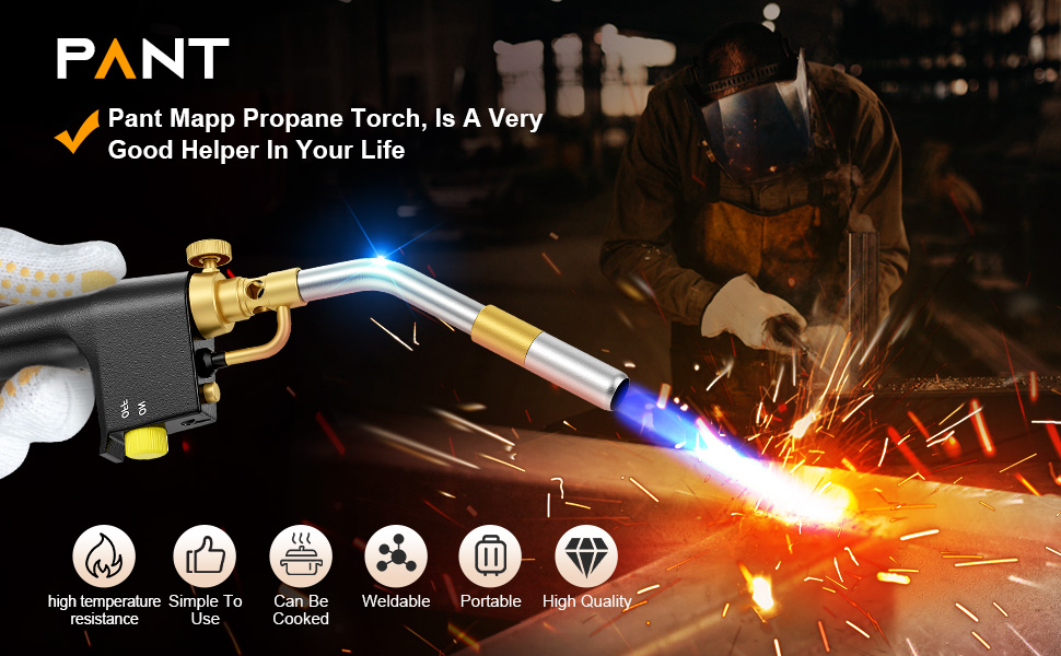MAPP Propane Torch, Portable Gas Torch Heavy Duty Plumbing Soldering Brazing Blow Torch High ...