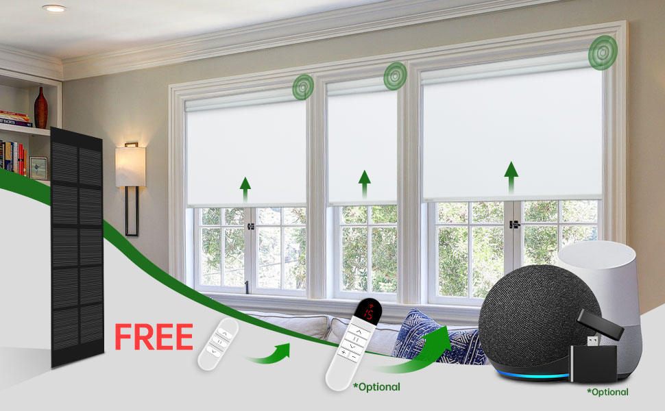 Amazon.com: DONGFXK Solar Panel Motorized Roller Shades Upgraded to Smart with Complimentary ...