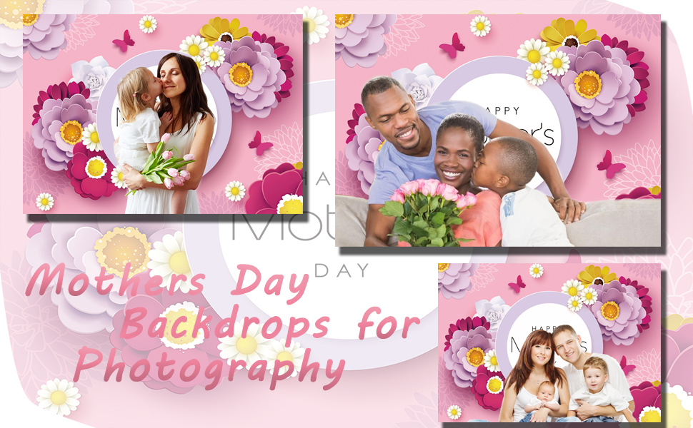 Amazon.com : WOLADA 7x5FT Mothers Day Backdrop Pink Flower Mother's Day Party Background Happy ...