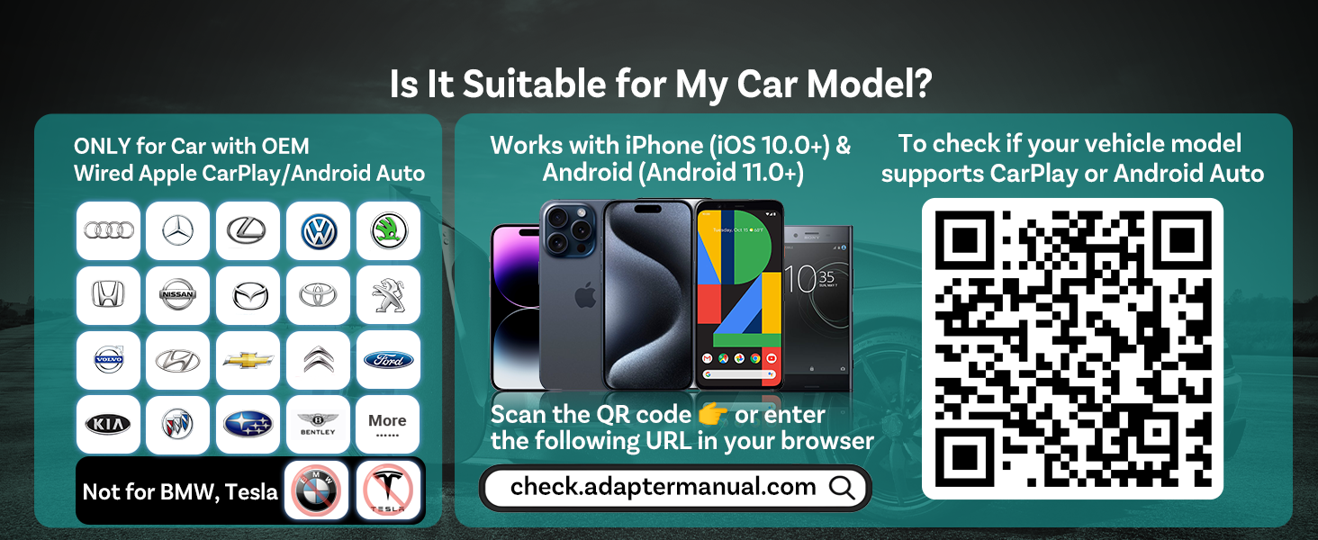 OTTOCAST Mini 2025 Upgraded Wireless Carplay Adapter for iPhone, Android Auto 2-in-1, Plug ...