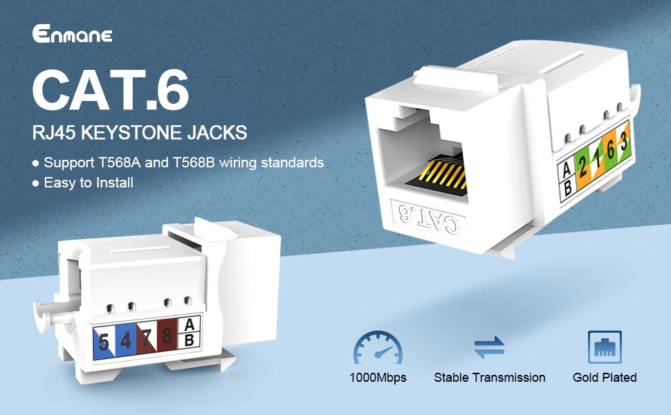 Amazon.com: Enmane Cat6 Keystone Jack 90° Angled RJ45 Keystone Jack Ethernet Punch Down Keystone ...