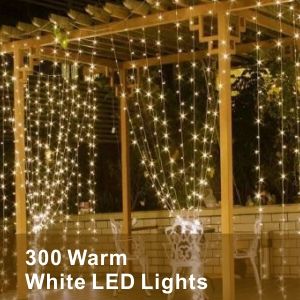 Baytion Curtain String Light,300 LED Lights Window Curtain 3x3Meters ...