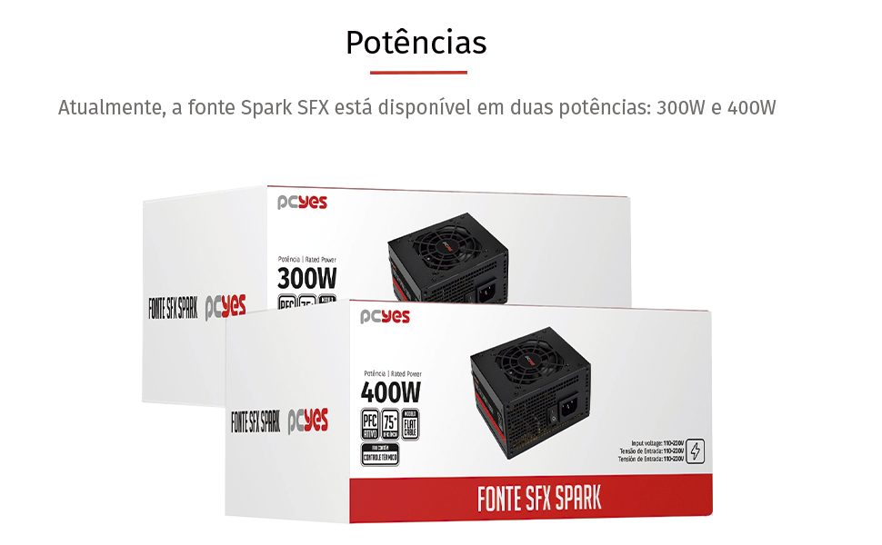 FONTE PARA GABINETE SLIM SFX 300W REAL SPARK 75+ - PFC ATIVO - CABOS FLAT - SPKP300MBPT - PCYES ...