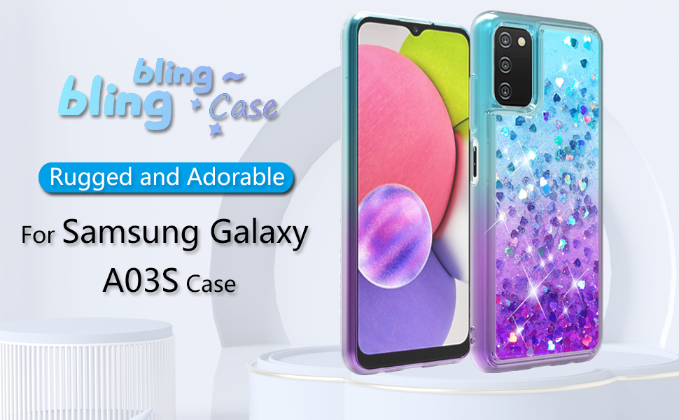 Amazon.com: Guzhthi for Samsung A03S Case: Cute Clear Glitter Flowing Liquid Quicksand Soft TPU ...