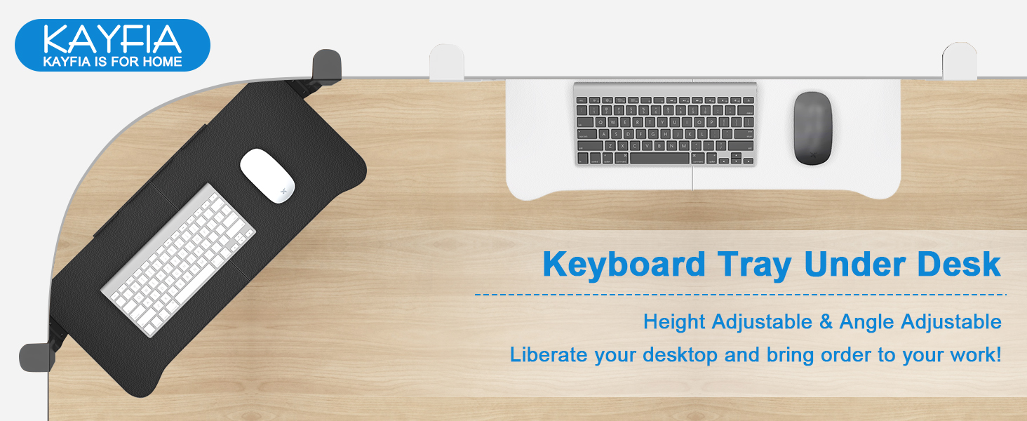 Amazon.com : Kayfia Height Adjustable Keyboard Tray, Under Desk ...