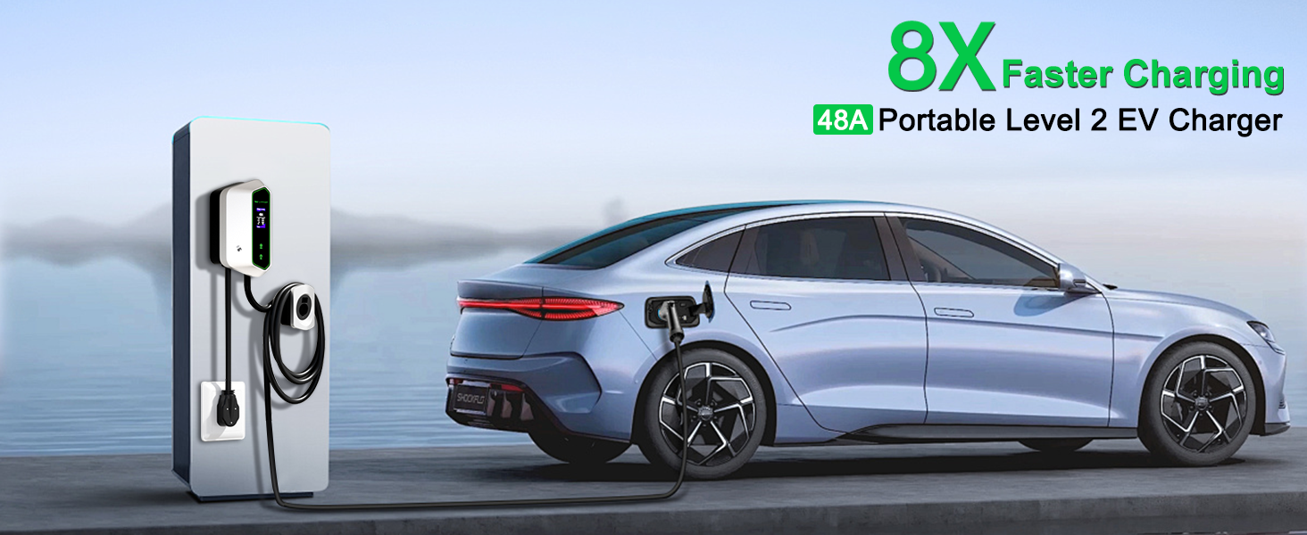 Amazon.com: ROCGO Level 2 EV Charger 48 Amp ev Chargers for Home Level 2 NEMA 14-50 Plug,Use ...