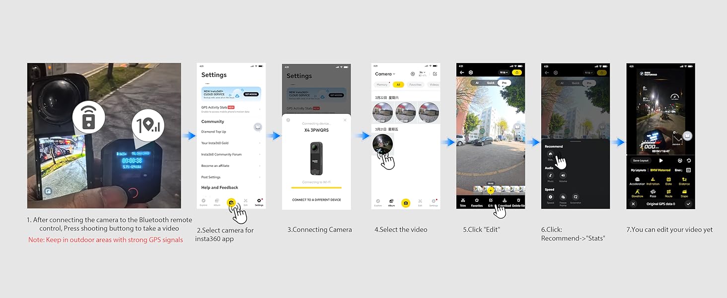 Amazon.com : GPS Remote Control for Insta360 X5/X4/X3/Go 3S/ACE pro 2/ACE Pro/ONE X2 Cameras 25M ...