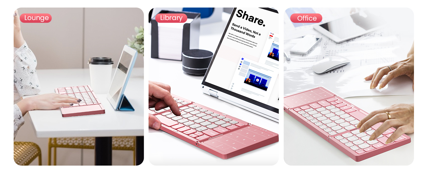 Artciety Foldable Bluetooth Keyboard Folding Portable Wireless Keyboard With