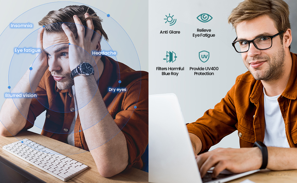 Amazon.com: Gaoye 3 Pack Blue Light Blocking Glasses for Women Men ...