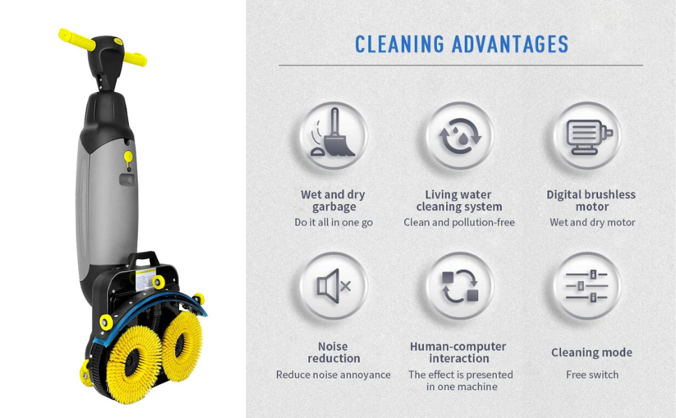 Amazon.com: SANITMAX 17/in Commercial Floor Scrubber Machine, Rotary Double Brushes, 10000 sqft ...