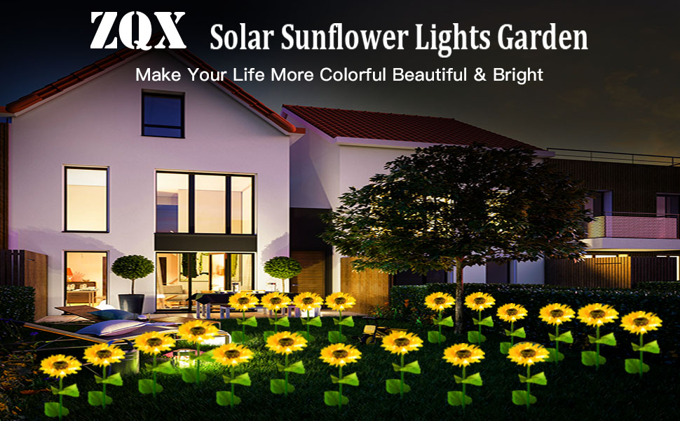 ZQX Solarleuchte Garten für Außen, 2 Stück Solar Sonnenblumen lichter, IP65 Wasserdicht LED ...