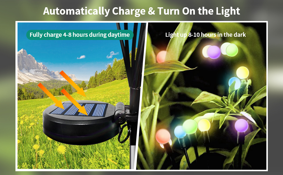 Vohuf Outdoor Solar Firefly Garden Lights - Outdoor Solar Decorative Lights 8Pack 64LED ...