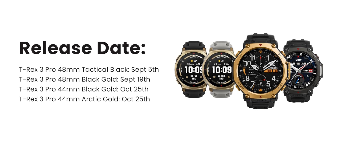 Amazon.com: Amazfit T-Rex 3 Pro Outdoor Smart Watch 48mm Sapphire AMOLED Display, Ti Bezel, Dual ...