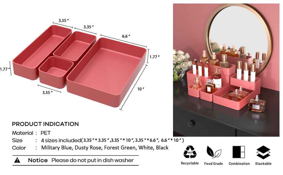 9 Pcs Stackable Drawer Organizer Trays Set, Multifunctional Stackable ...