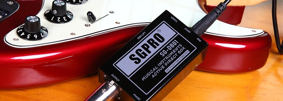 SGPRO Active Direct Box, Recording Signal DI Box for Musical Instruments as Guitar, Bass Guitar ...