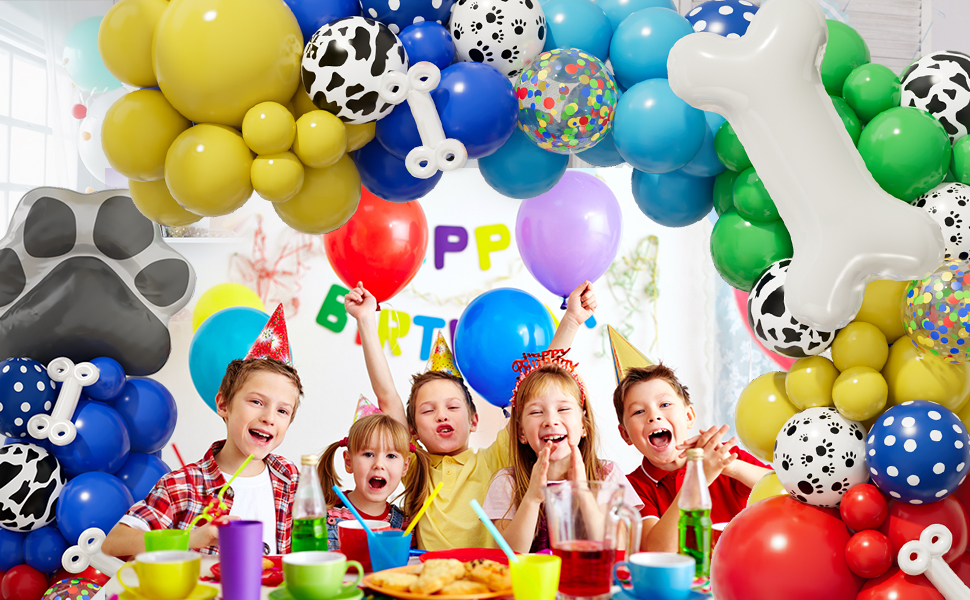 Amazon.com: Bonropin 143pcs Paw Balloons Garland Arch Kit with Red Yellow Blue Puppy Paw Latex ...