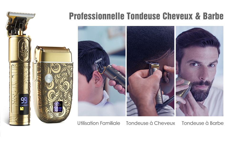 Bestauty Tondeuse Barbe Homme et Tondeuse Cheveux Professionnel Électriques Hommes Rasoir Tête ...