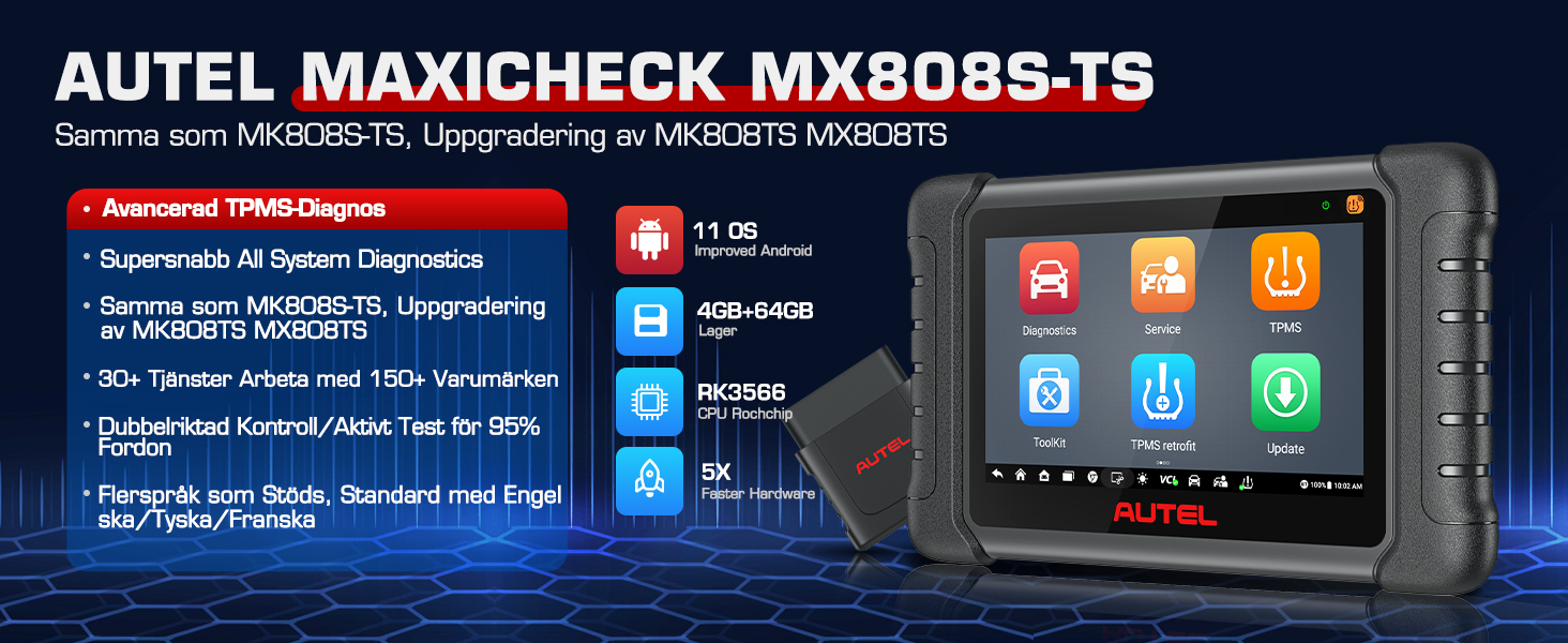 Autel MaxiCheck MX808S-TS, 2024 Android 11-Baserat TPMS-Omlärnings ...
