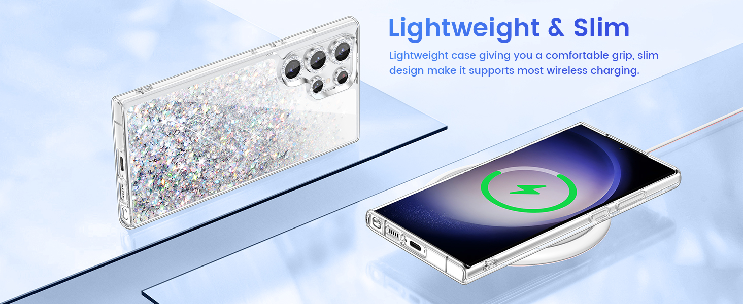 Amazon.com: Caka [1+5] for Galaxy S23 Ultra Case, S23 Ultra Case Glitter with Camera Lens ...