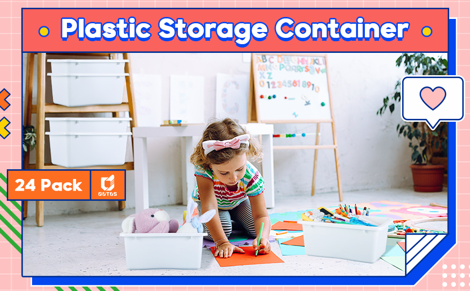 Amazon.com: Outus 24 Pcs Macaron Color Plastic Cubby Bins with Self ...