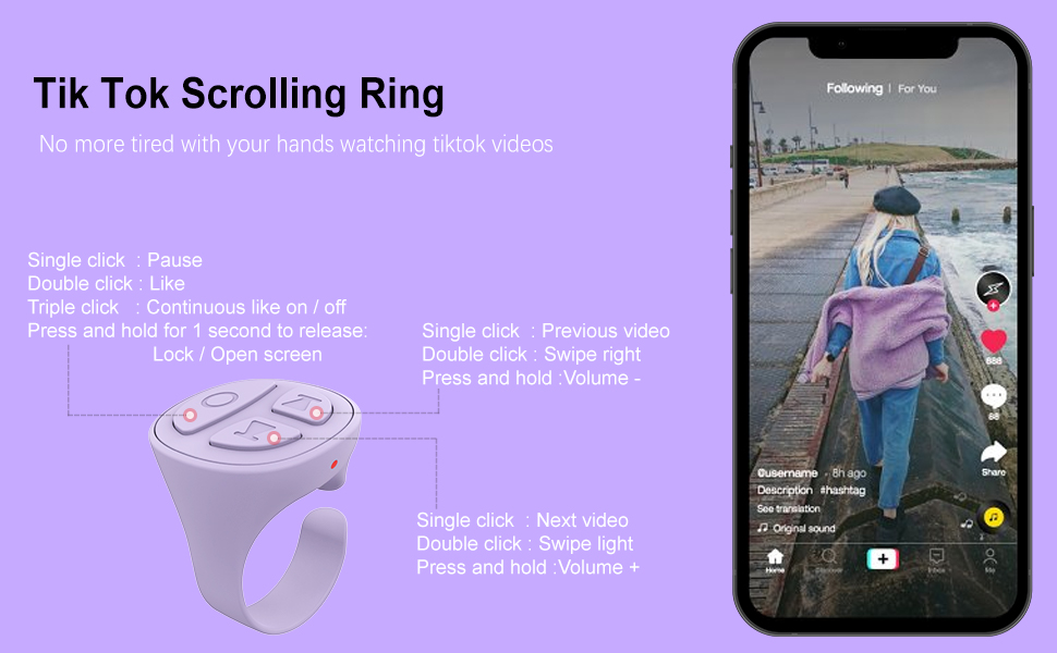 Amazon.com: SOFAMIRI TikTok Scrolling Ring, Auto Clicker for Lives, Wireless Remote Control ...