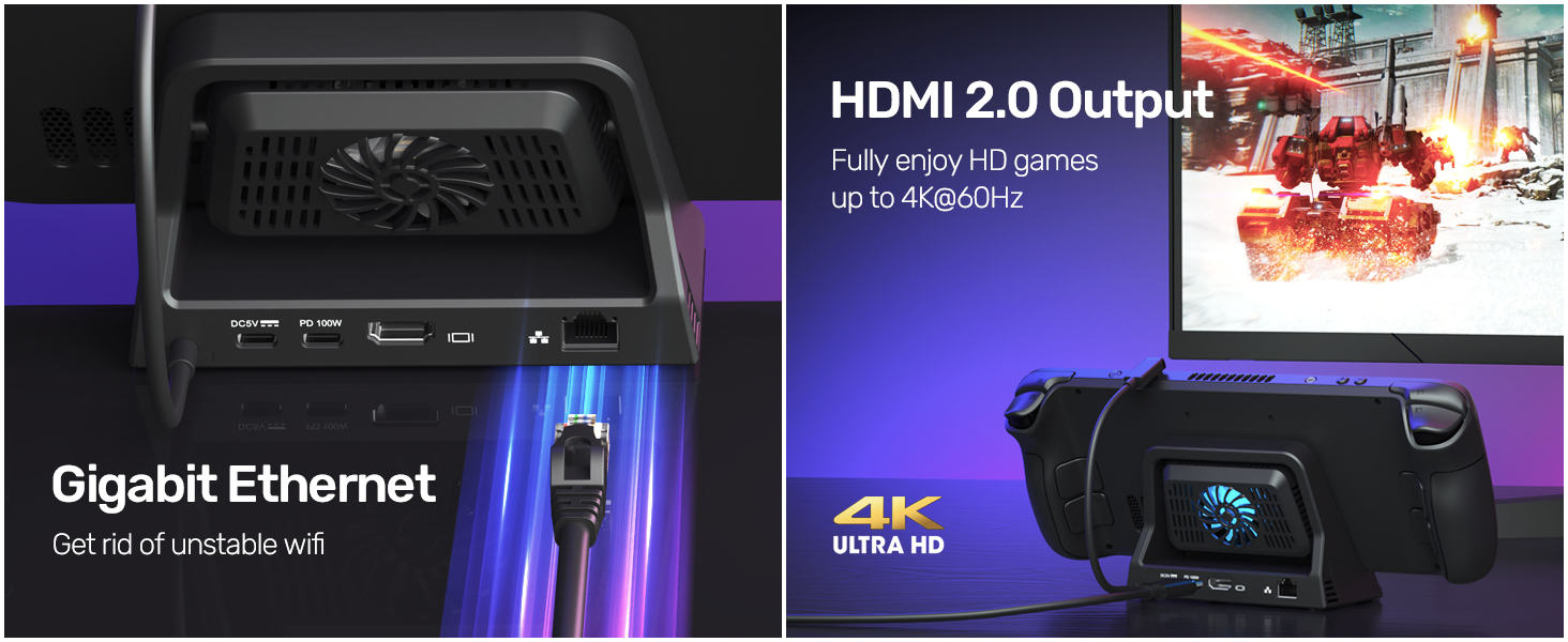 Amazon.com: Unitek ROG Ally/Steam Deck Docking Station - Cooling Charging Dock with Gigabit ...