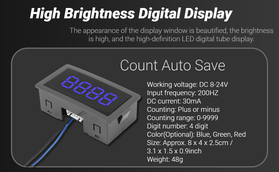 Amazon.com: Digit Counter, DC 8-24V 4 Digit LED Digital Display 0-9999 ...