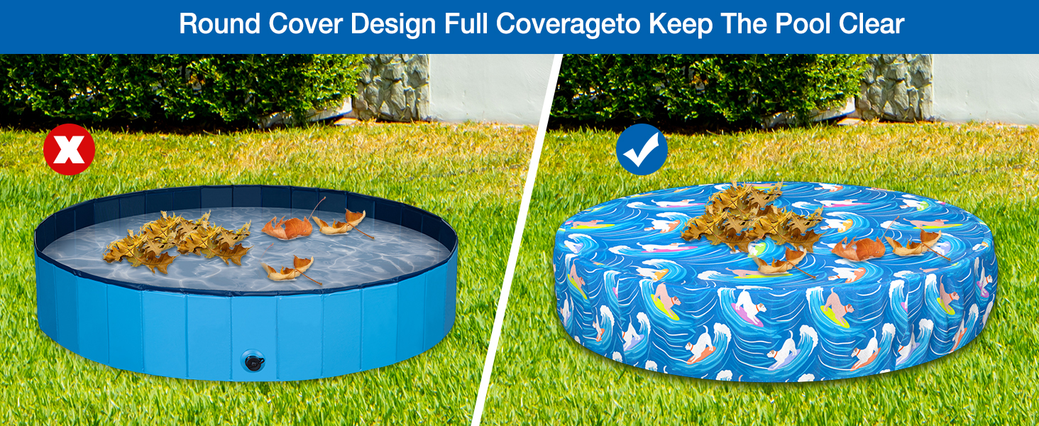 Amazon.com : Ladadee Foldable Round Dog Swimming Pool Cover, for 48“ Collapsible Outdoor Tub ...