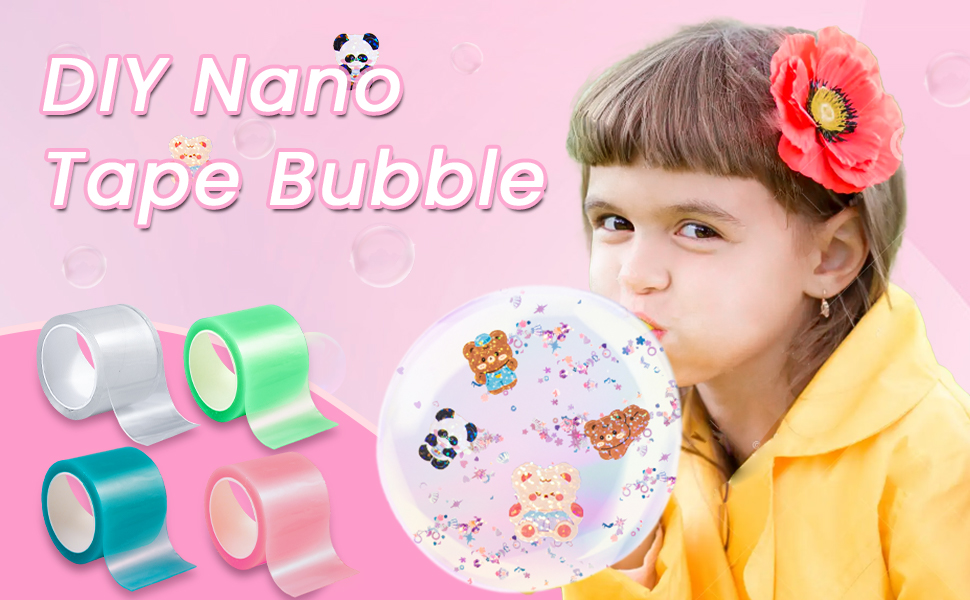 Nano Tape Bubbles Set, 38 Stücke Nano Bubble Tape Toy Kit, DIY Nano Tape Vier Farben, Blowing ...