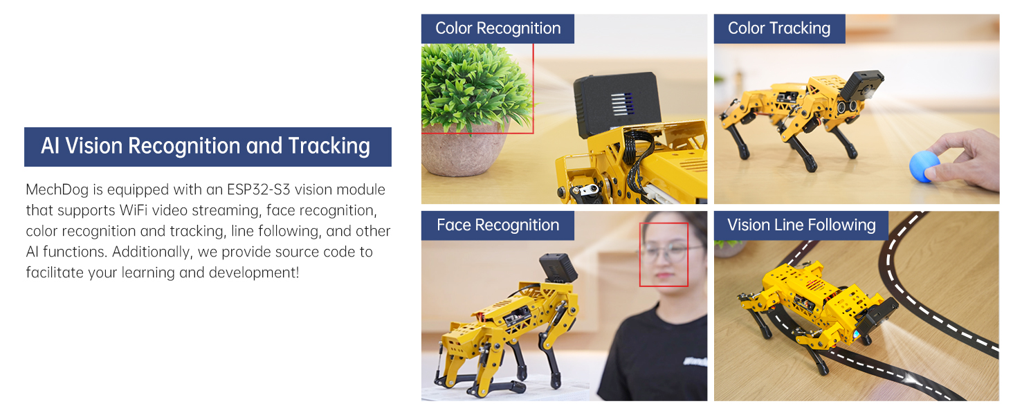 Amazon.com: MechDog Robot Dog for Arduino Scratch Python Starter Smart Robot Kit with ESP32 AI ...