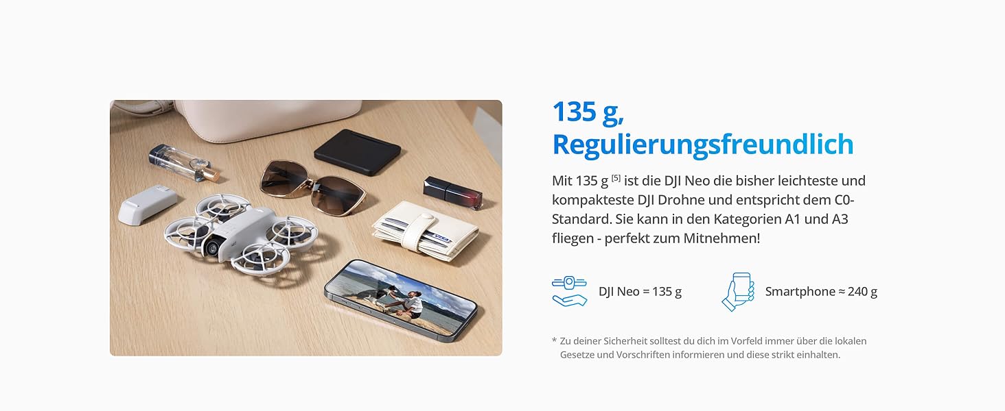DJI Neo mit Zubehör, Mini Drohne mit Kamera 4K, 135g Selbstfliegende Drohne, Follow me funktion ...
