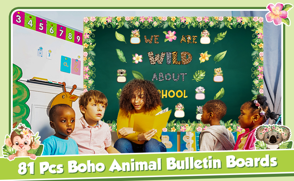 Amazon.com : Harloon 81 Pcs Boho Animal Bulletin Boards Summer ...