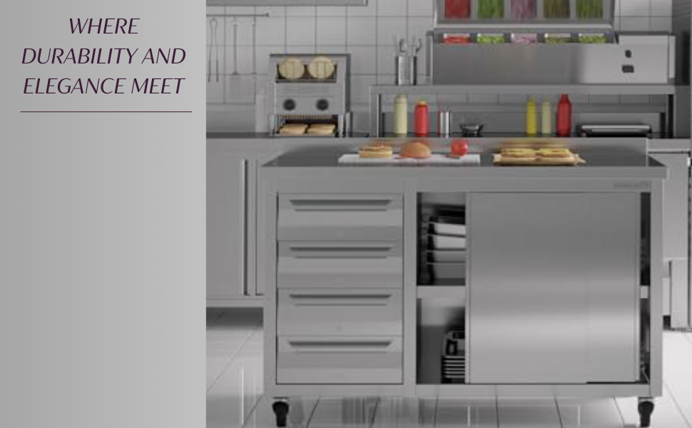 Amazon.com: Stainless Steel Prep Table with Drawers - Commercial Kitchen Work Table with ...