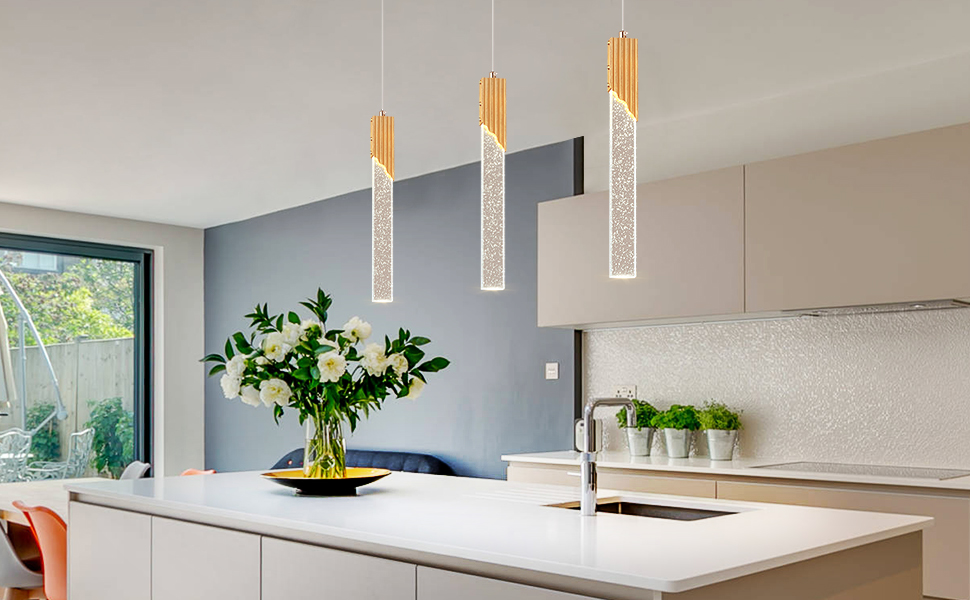 FDPBY Kitchen Light Fixtures Ceiling LED Modern Gold Mini Pendant Light Crystal Pendant Lighting ...