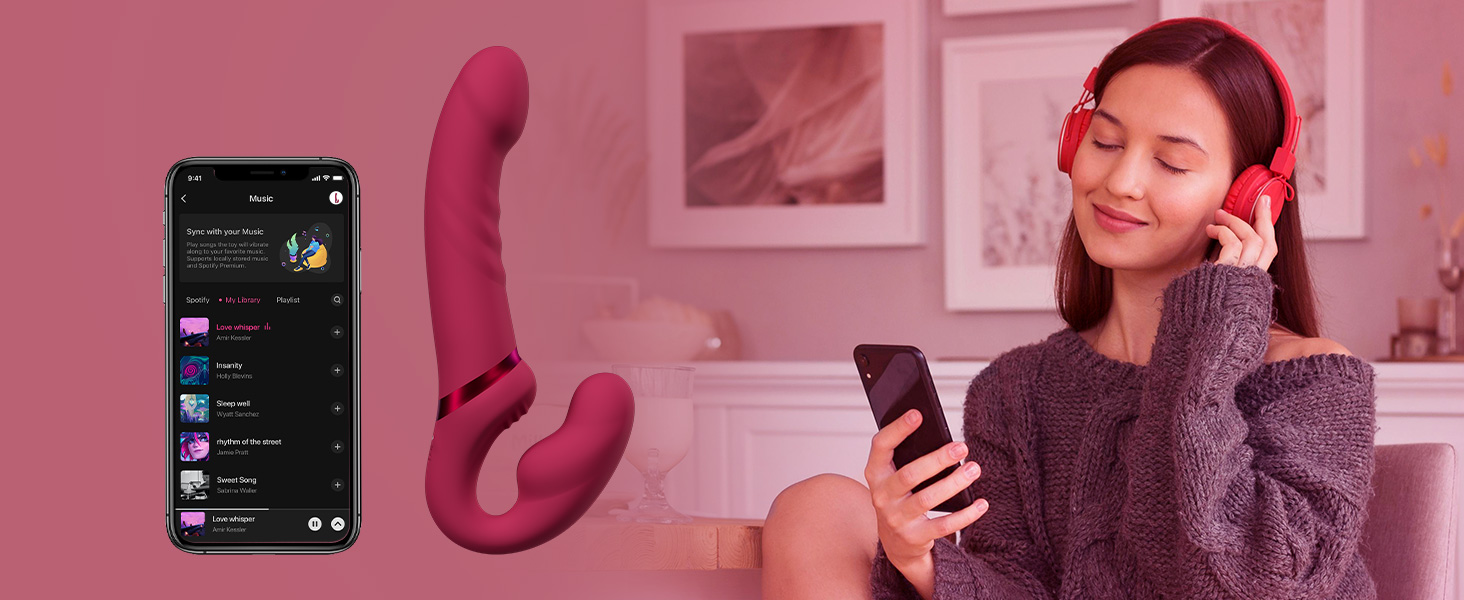 LOVENSE Lapis Strapless Strap-On Dildos G-Spot Wearable Vibrator with Flexible Bulb Vibrating ...