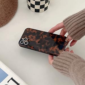 Amazon.com: Tortoise Shell Retro Phone Case Compatible with iPhone 12 Pro Max Chic Amber Brown ...