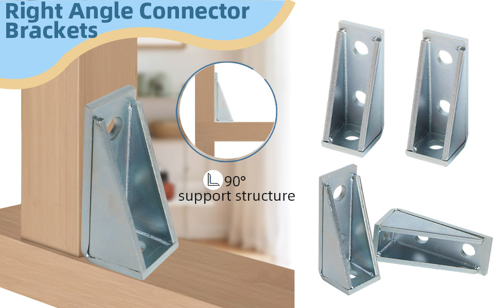 Amazon.com: 4Pcs 3 Hole 90 Degree Gusseted Right Angle Brackets - Fitting for 1-5/8 Strut ...