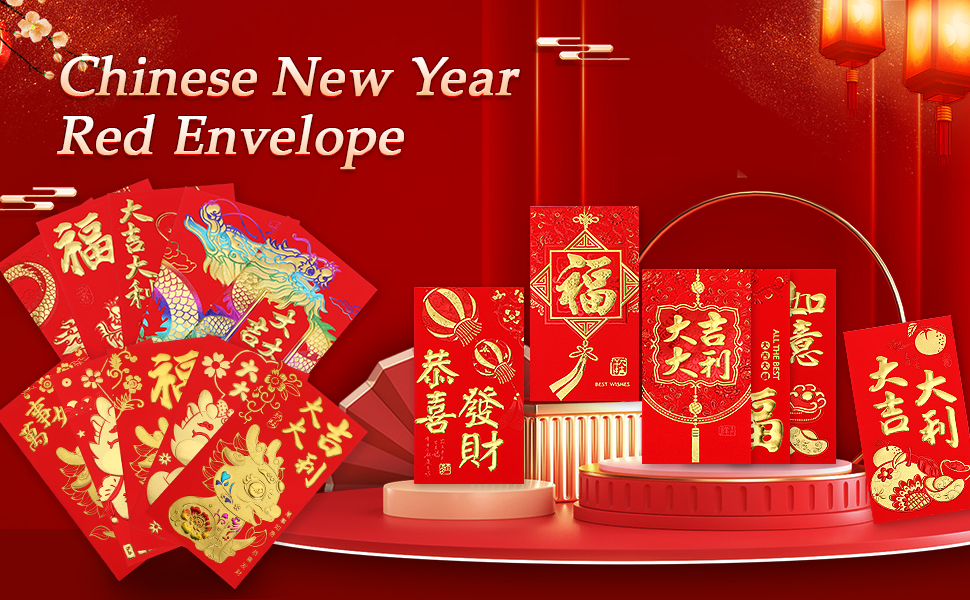 Amazon.com : UPINS Chinese New Year Red Envelopes 2024, 48Pcs Lucky ...