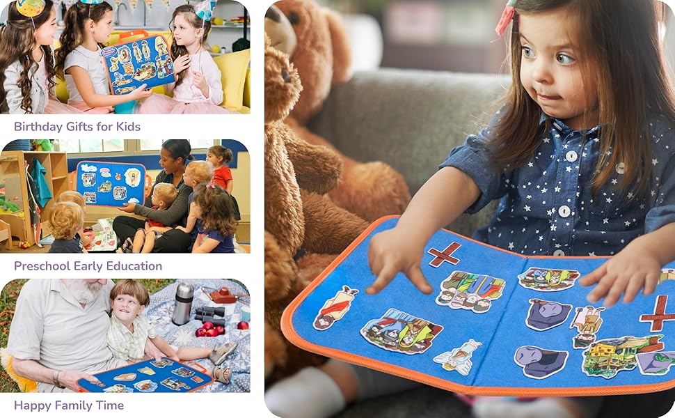 Amazon.com: CHEFAN 4 Pack Felt Board Bible Stories Set, Flannel Board Stories, Nativity Flannel ...