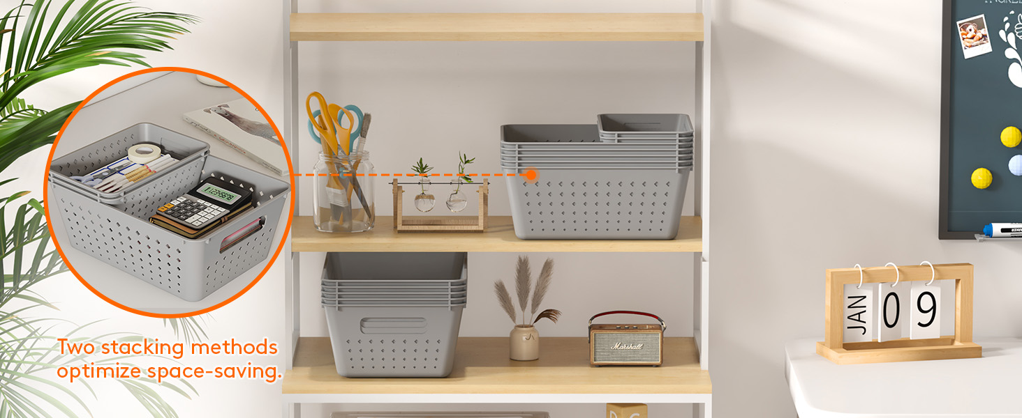 Amazon.com: Lifewit Plastic Storage Basket for Organizing, 6 Pack ...