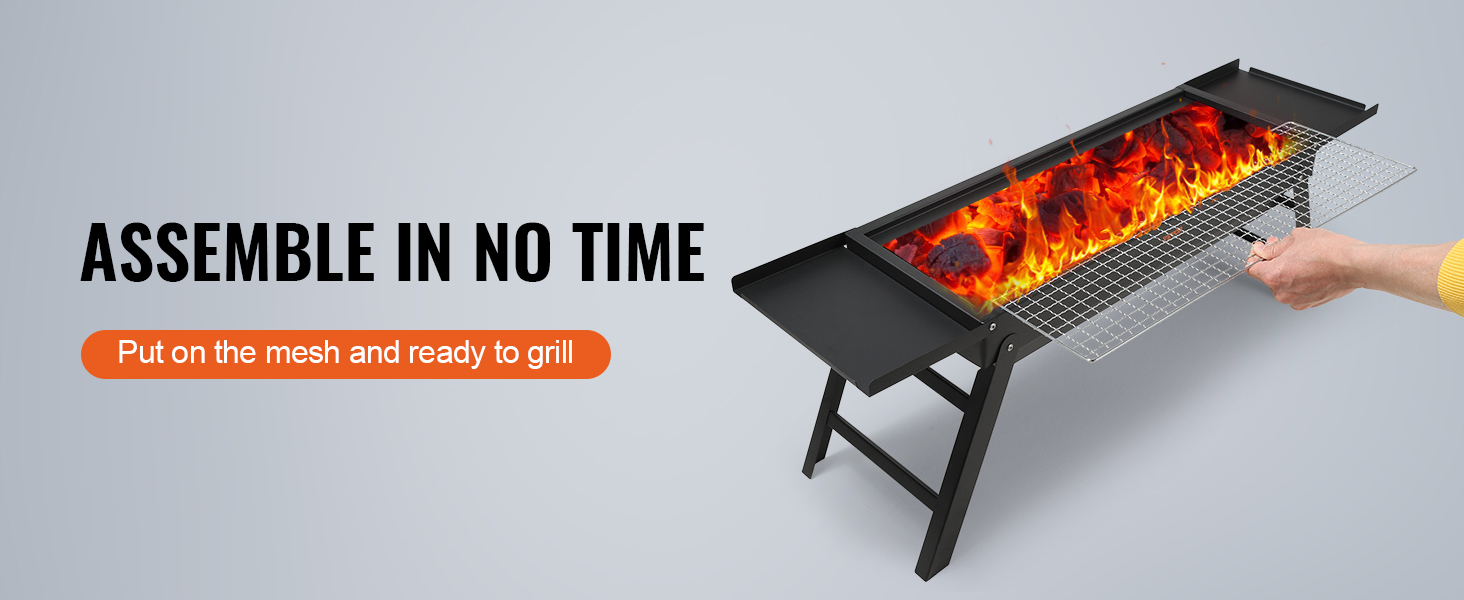 Amazon.com: VEVOR Portable Charcoal Grill 23 inch, Small Barbecue Grills Folding BBQ Grills ...